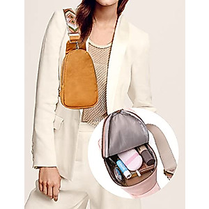 Ocahuel Women Sling Bags Crossbody Chest Bag Purse Vegan Leather Satchel Daypack Guitar Strap Boho Shoulder Backpack Traveling Hiking Yellow