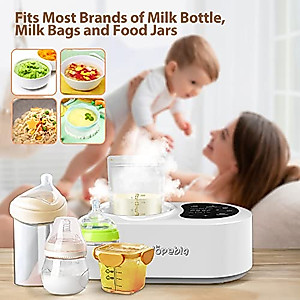 Hopebig Bottle Warmer Upgraded 7-in-1 Water-Free Bottle Warmer for Breastmilk or Formula Baby Bottle Warmer Milk Warmer with LED Display Accurate Precise Temperature Control and Timer