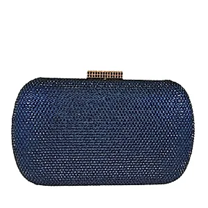Boutique De FGG Bling Evening Bags and Clutches for Women Formal Party Crystal Clutch Bag Wedding Rhinestone Handbags, Mini,Navy Blue