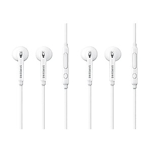 SAMSUNG (2 Pack) OEM Wired 3.5mm White Headset with Microphone, Volume Control, and Call Answer End Button [EO-EG920BW] for SAMSUNG Galaxy S6 Edge+ / S5, Galaxy Note 5/4 / Edge (Bulk Packaging)
