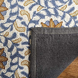 SAFAVIEH Chelsea Collection Accent Rug - 1'8" x 2'6", Ivory & Blue, Hand-Hooked French Country Wool, Ideal for High Traffic Areas in Entryway, Living Room, Bedroom (HK150A)