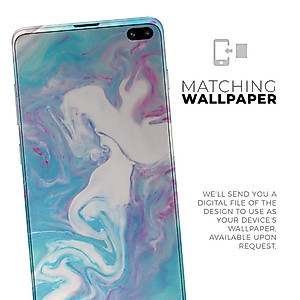 DesignSkinz Marbleized Blue Paradise V45 Protective Vinyl Decal Wrap Skin Cover Compatible with The Samsung Galaxy S20 (Screen Trim & Back Glass Skin)