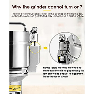 CGOLDENWALL 300g Electric Grain Mill Grinder Safety Upgraded Spice Grinder Pulverizer Stainless Steel Machine for Dry Spices Herbs Grains Coffee Seeds Rice Corn Pepper 110V