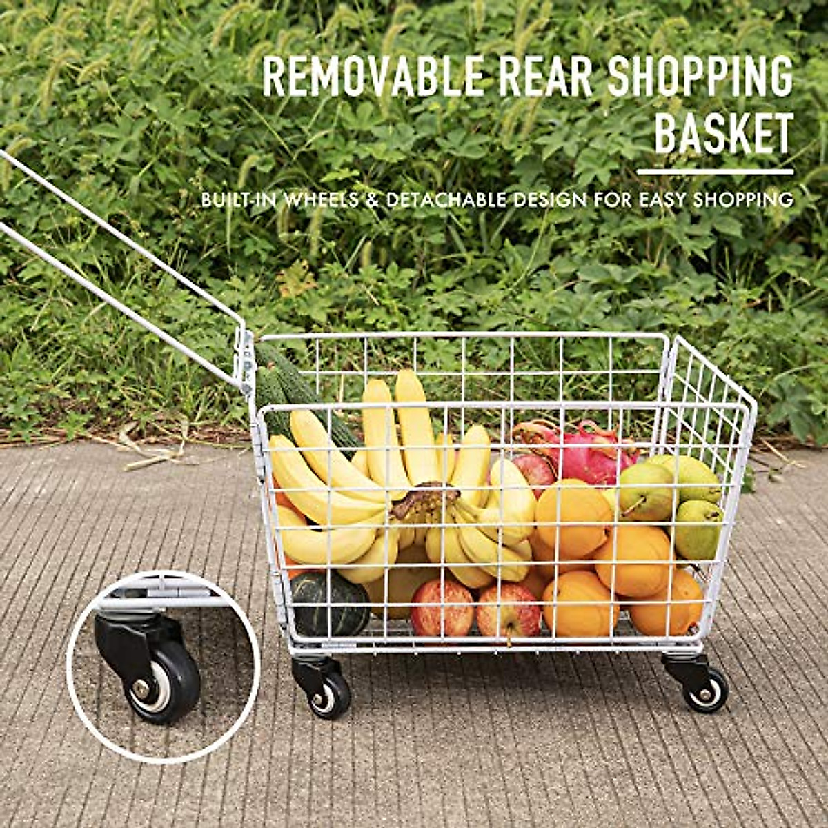 Viribus 24" or 26" Adult Tricycle with Removable Wheeled Basket, Single Speed Cargo Cruiser Trike Bike with Front Basket and Dustproof Bag, Three Wheel Bike for Shopping, Mens or Womens Tricycle