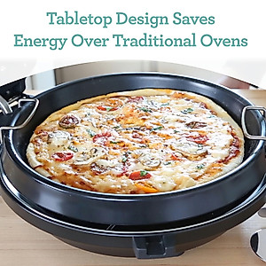 Euro Cuisine PM600 Crispy Crust 12" Rotating Pizza Maker with Stone & Baking Pan, Electric Pizza Oven Countertop - Versatile Indoor Pizza Maker Machine for Home, Ideal for Fresh & Frozen Pizza