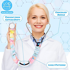 4 Pieces Stethoscope Covers with Removable Tube Handmade Stethoscope Accessories for Nurses Doctors (Starry Sky)