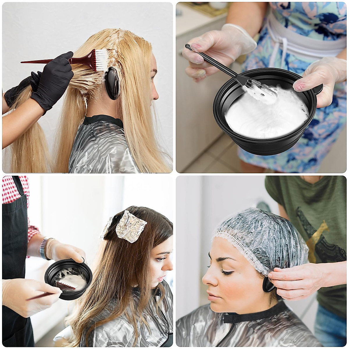 25 Pcs Hair Dye Kit, Hair Tinting Bowl Dye Brush Ear Cover Clips Gloves Storage Bag DIY Salon Disposable Hood and gloves, Home Use Hair Coloring Bleaching Hair Dryers Hair Dye Coloring Tools Set