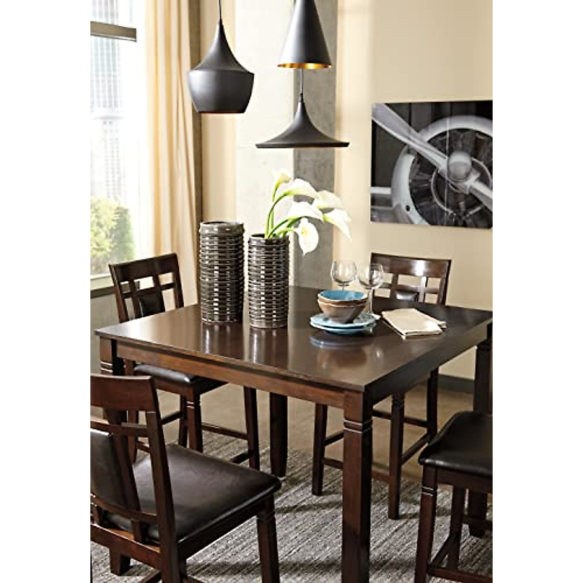 Signature Design by Ashley Bennox 5 Piece Counter Height Dining Set, Includes Table & 4 Barstools, Brown