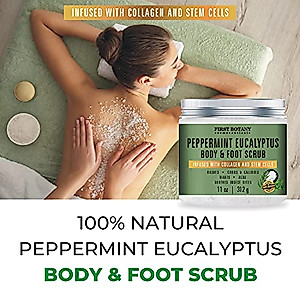 First Botany Body Scrub - Natural Exfoliating Salt Scrub & Body and Face Souffle helps with Moisturizing Skin, Acne, Cellulite, Dead Skin Scars, Wrinkles (10 fl oz, Lavender)