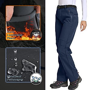 Jessie Kidden Women's Waterproof Pants Hiking Ski Snow Fish Fleece Lined Insulated Outdoor Golf Travel Pant (801F Blue S 6)