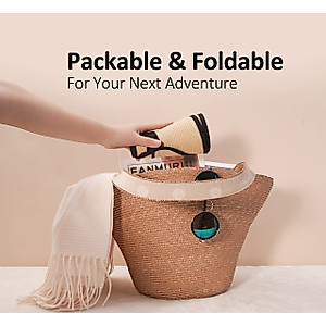 Joywant Sun Visor Hats for Women, Women's Summer Ponytail Foldable Straw Beach Hat with UPF 50+ Beige