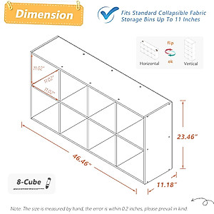 NELYE 8 Cube Organizer Bookcase - Fabric Storage Bins Container, Open Shelf Simple Compartments Bookshelf, White