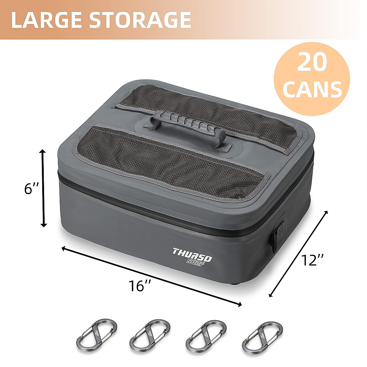 THURSO SURF Waterproof Paddle Board Cooler Bag Paddle Board Accessories SUP Deck Bag Multi-Functional Durable PVC Material Mesh Top Pocket Portable Premium Insulated Spacious 20 Can