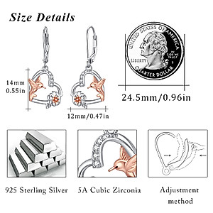 Hummingbird Earrings for Women Daughter Sister 925 Sterling Silver Daisy Flower Hummingbird Dangle Drop Earrings Jewelry Hypoallergenic Leverback Earring Gift for Thanksgiving Day Christmas