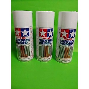 3 Pack Tamiya 87044 Surface Primer L White 180ml for Plastic & Metal