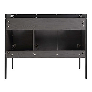 Fine Fixtures Oakville 42 in. W x 18 in. D x 33 in. H Bathroom Vanity in Black Coal Oak with White Ceramic Sink - Black Hardware
