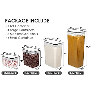 Vtopmart 15pcs Airtight Food Storage Containers Set and 4PCS 3.2L Spaghetti Container