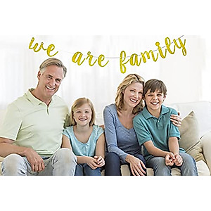 Gold Glitter We are Family Banner, Family Reunion Party Banner, Family Photo Prop, Banner for Family Party Home Decoration - We are Family