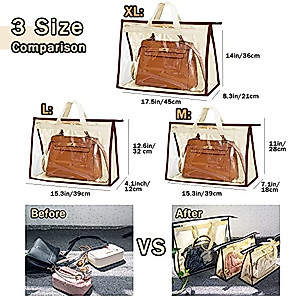 8 Pcs Purse Dust Bags For Storage, Clear Purse Organizer Storage For Closet, Handbag Organizer Storage For Closet, Hanging Bag Organizer With Zipper And Handles, S Hanging Hooks (L)