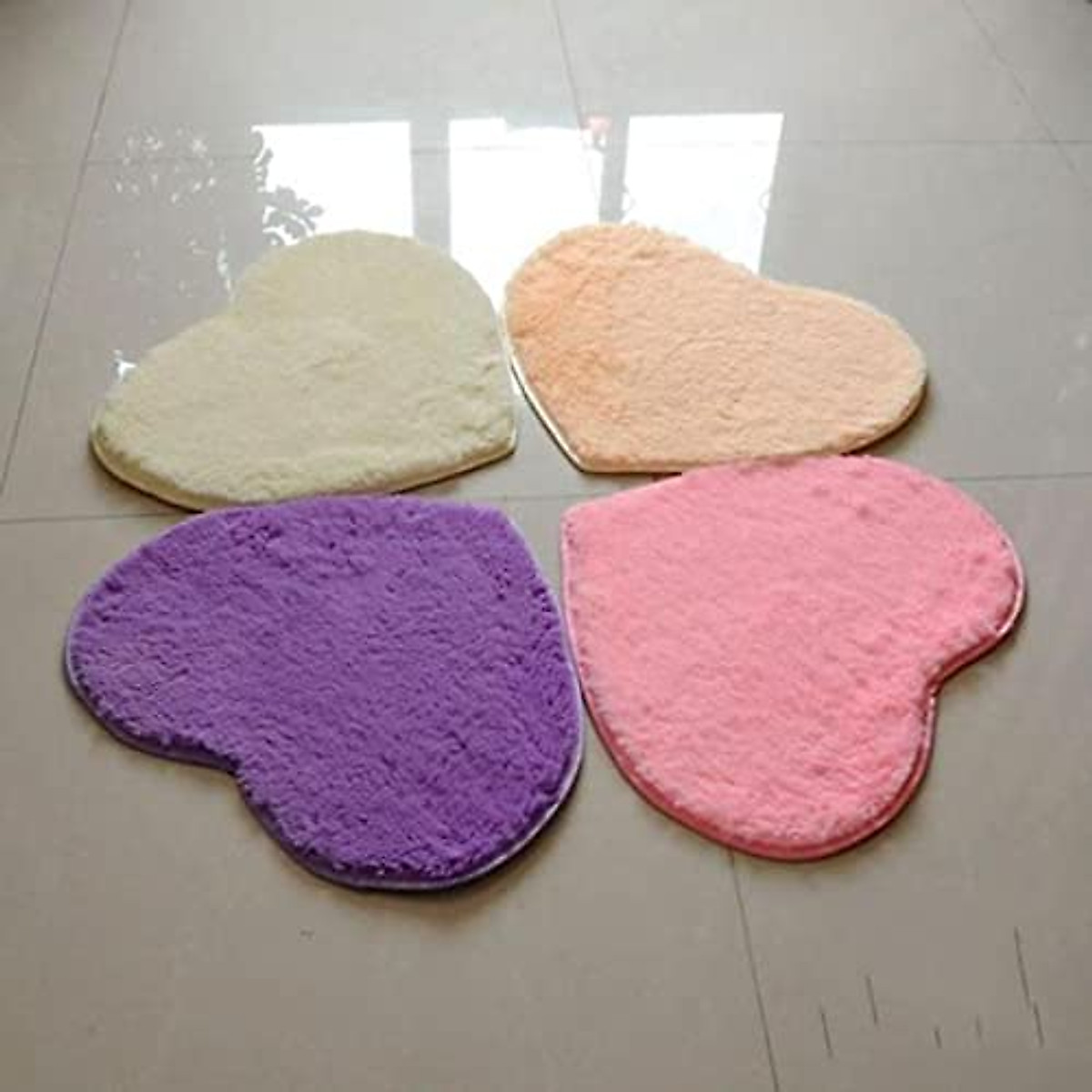 HOMSFOU 3pcs Dinning Cm Skid Sofa Anti Mat Light Doormat for Bathroom Heart Violet Bedroom Area Door Carpet Shaped Rugs Floor Home X Shape Non-Slip Living Plush Room Purple Fluffy
