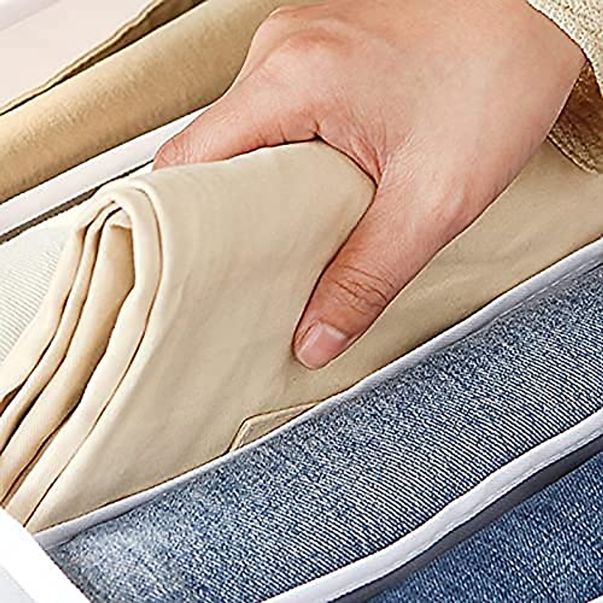 2-Pack Wardrobe Clothes Organizer 7 Grids Visible Closet Underwear/Socks/Leggings/Skirts/Jeans Compartment Storage Box Foldable Washable Separation Drawer Organizers Storage Clothes Bins