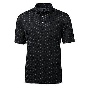Cutter & Buck Virtue Eco Pique Tile Print Recycled Mens Big & Tall Polo, Black, 2XT