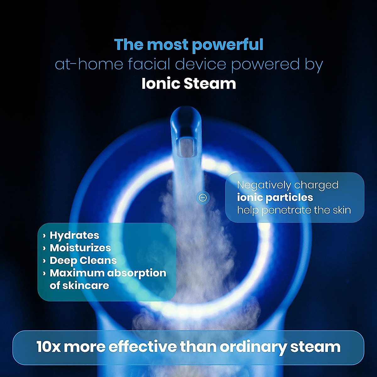 NanoSteamer Clinical - 10-in-1 Smart Steam Dermatologist Grade Ionic Facial Steamer with 2 Multi-Position Steam Nozzles - Digital LCD Screen - Extraction Set - 6 Pre-Programmed Professional Modes