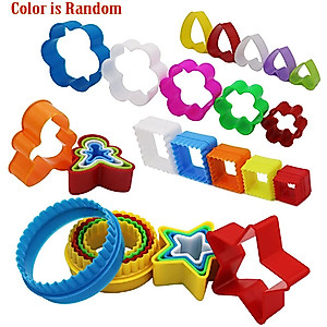 SOOKOO 32 PCS Cookie Cutter Set, Biscuit Cutter Set, Multi-size Sandwich Fondant Cake Fruit Vegetable Shapes Cutter Set (Square, Round, Star, Heart, Flower, Gingersnap)