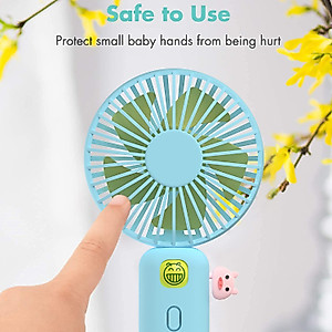 Flyalcon portable fan, handheld mini fan rechargeable, 3 adjustable speed portable mister for outdoors, Personal fan of exquisite fashion for travel, outdoor hiking (blue)