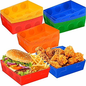 25 Pcs Building Block Party Favor 5 lb Paper Food Trays Large Brick Theme Party Disposable Serving Tray Snack Trays for Food Building Block Birthday Party Baby Shower Decoration Supply (Bright Color)