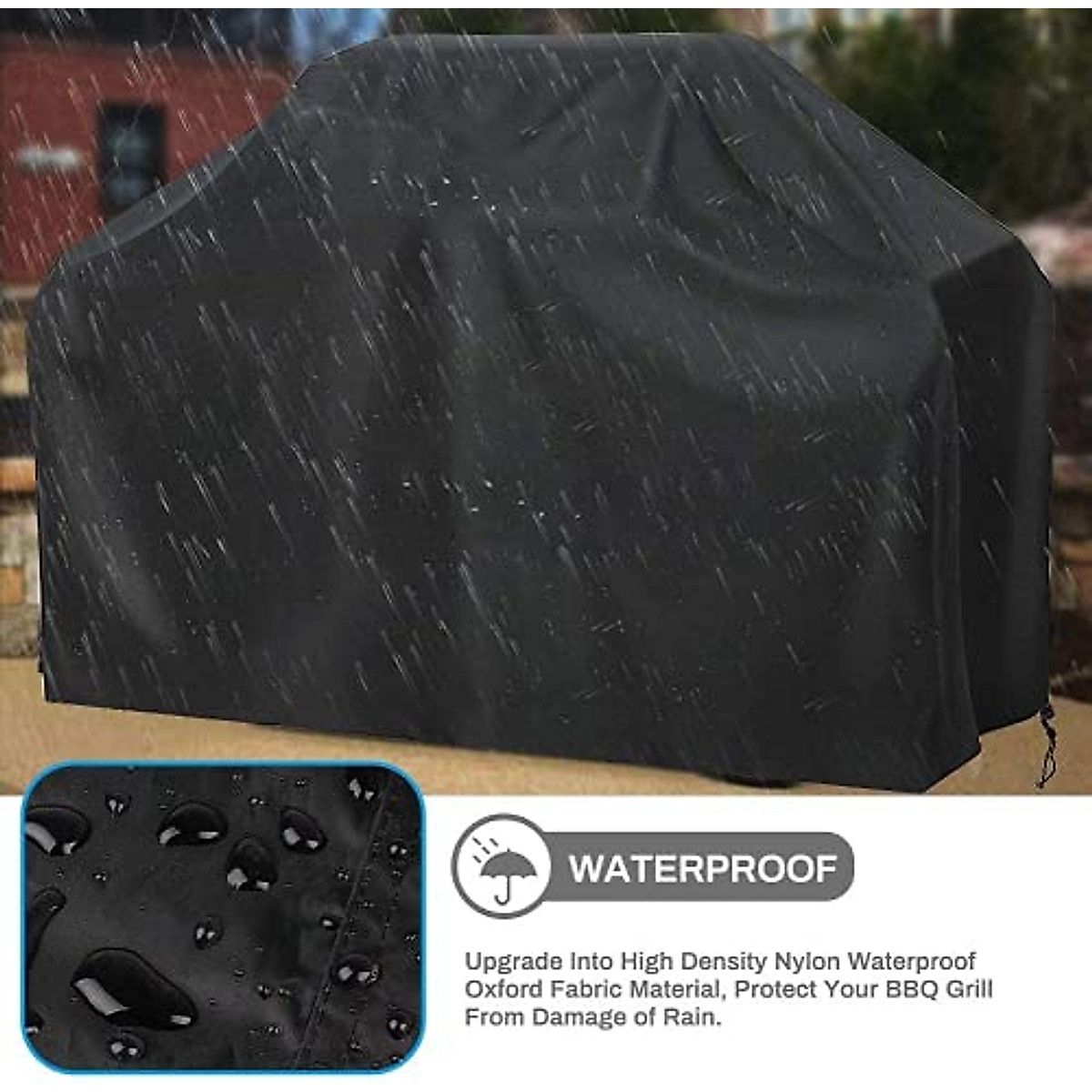 PATIOPTION BBQ Grill Cover 58inch Outdoor Barbecue Cover Gas Grill Cover Waterproof Weber Grill Cover Charbroil Grill Cover for Char Broil, Holland, Jenn Air, Dyna-Glo, Brinkmann, Nexgrill, Propane