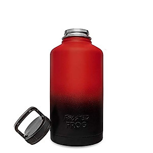 Frosted Frog 64OZ Red and Black Vacuum Insulated Stainless Steel Water Bottle Double Walled Half Gallon Growler