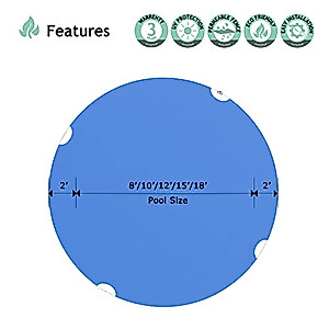 SunnyRoyal Pool Cover for Above Ground Pools,16ft Round Winter Pool Cover for 12ft Swimming Pools,Pool Safety Cover UV-Resistant(16', Blue)