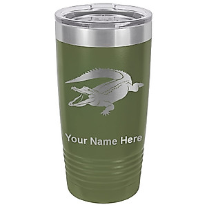 LaserGram 20oz Vacuum Insulated Tumbler Mug, Alligator, Personalized Engraving Included (Camo Green)