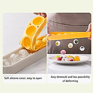 Round Ice Mould Ice Ball Maker Mold Ice Cube Maker Ice Cube Tray PP Forms Food Grade Moulds Kitchen Tools DIY Ice Cream Molds, 2PCS(Color:Yellow)