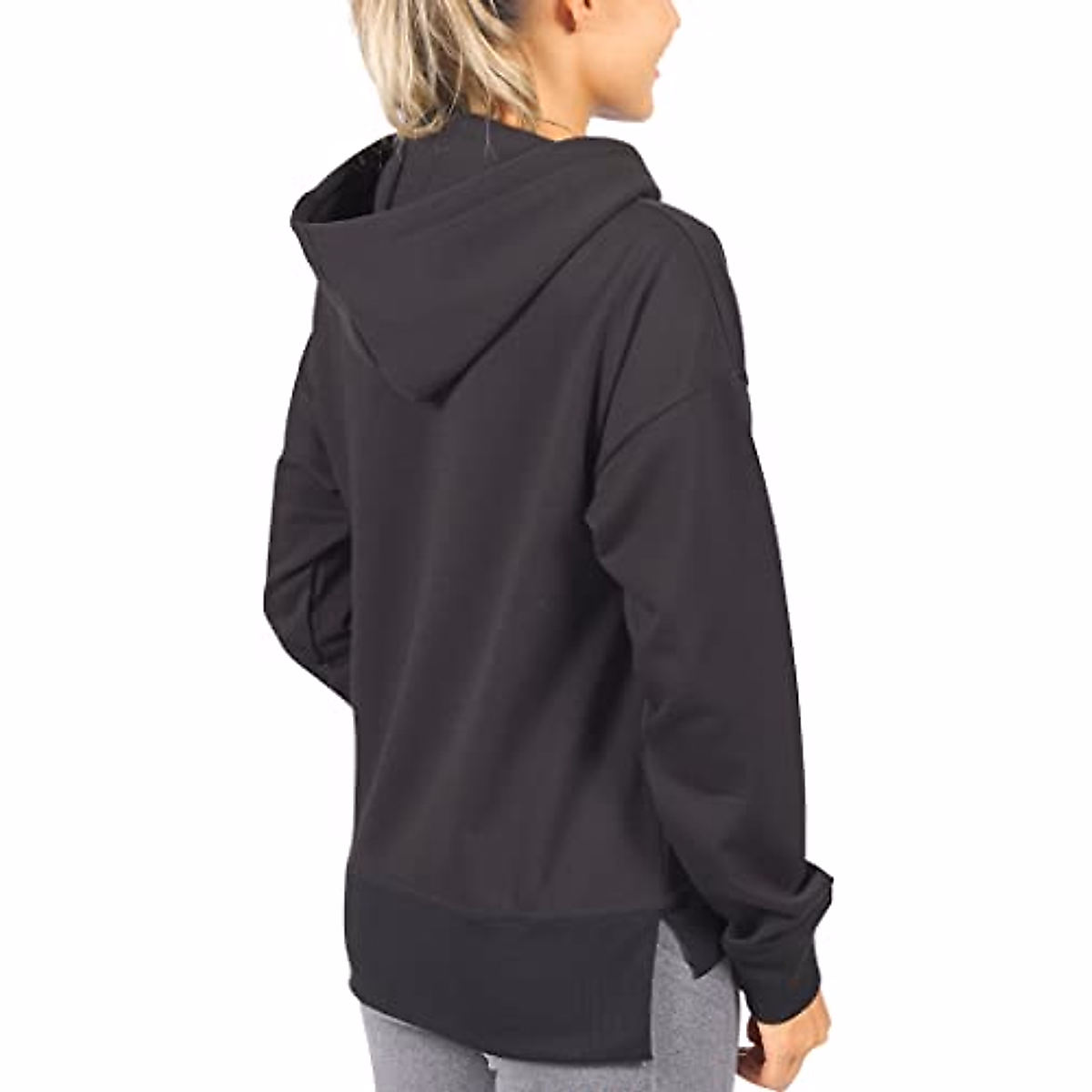 Nautica Competition Women's Active French Terry Pullover Sweatshirt Hoodie W/Pockets (Small, Black 2)