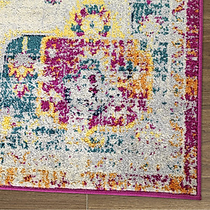 Antep Rugs Elite 8x10 Vintage Bohemian Distressed Oriental Medallion Indoor Area Rug (Pink, 7'10" x 10')