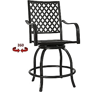 Rimba Patio Swivel Bar Stools Outdoor Bar Height Bistro Dining Chairs All-Weather Patio Metal Furniture Set with Armrest and Cushions, Set of 6