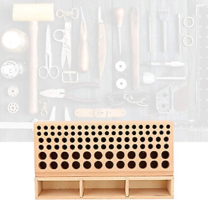 Leather Tool Holder, 100 Holes Leather Craft Rack Stand DIY Wooden Leathercraft Tool Storage Box Organizer Tool Case, for Leather Working Making Punch Tools Organization(Storage rack 100 holes)