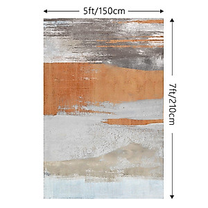 Eroyat Modern Indoor Slim Area Rug,5x7 Feet Large Living Room Bedroom Rug,Light Luxury Entryway Kitchen Rug,Non-Slip and Non-Shedding Low Pile Easy to Clean Home Decor,Gray-Orange