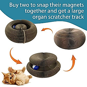 Magic Organ Cat Scratching Board,Deformable Cat Accordion Cat Grinding Claw Scratching Post Ball Track,Kitten Fun Intelligence Physical Exercise Educational Toy
