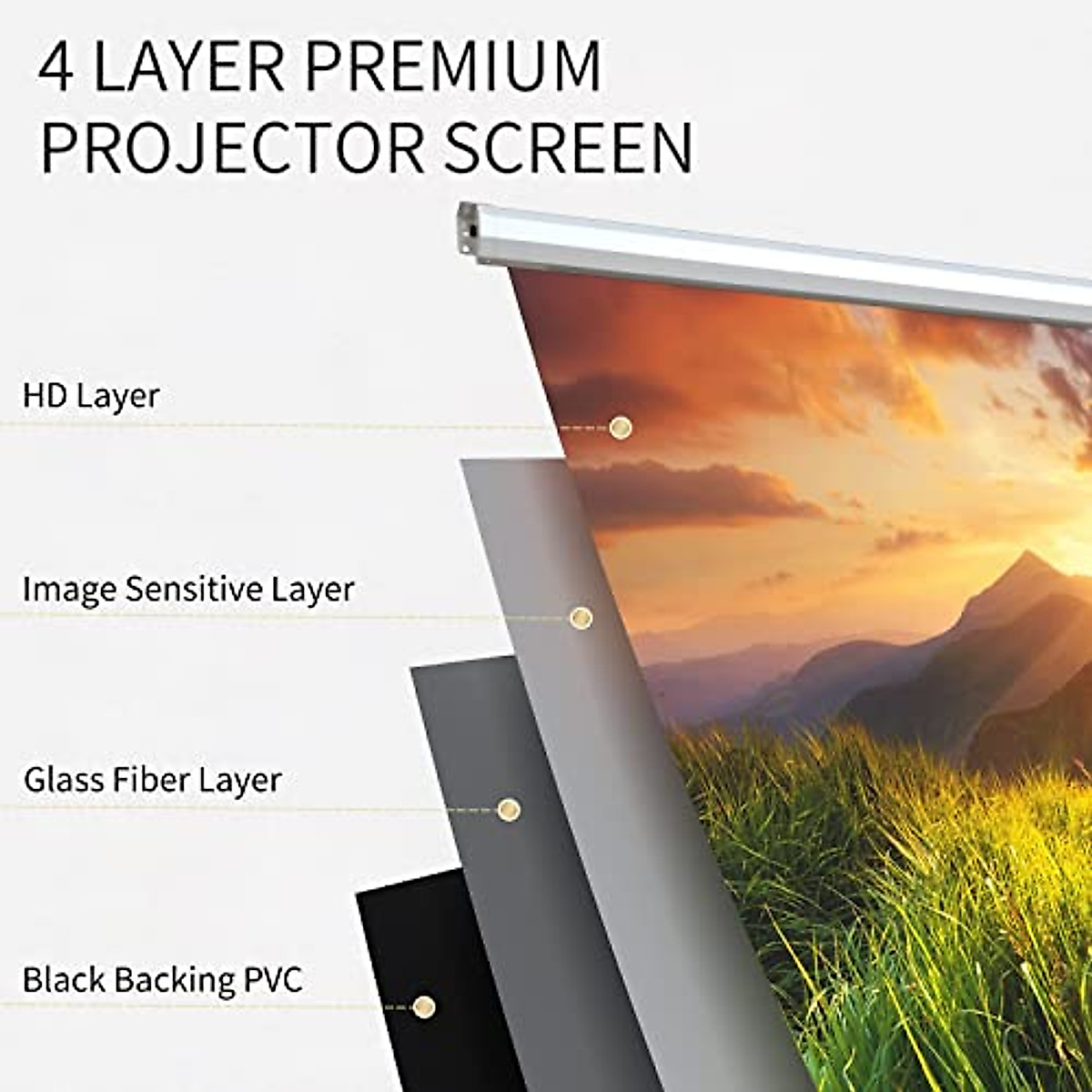 Aoxun Motorized Projector Screen Pull Down with Remote Control 120 inch Electric 4:3 Projection Screen,Video Projection Screens-White