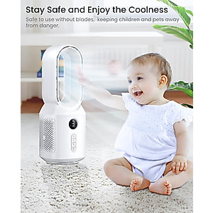 let'me Desk Fan, 106° Oscillating Fan for Indoors,Bladeless Fan with 3 Speeds, Small Office Fan with LED Light, 13 Inch Personal Small Fan for Bedroom Home Office Desktop