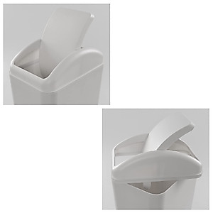Saedy Swing Lid Trash Can, Greyish Plastic, 14 L Capacity