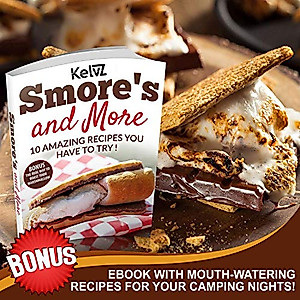 KelvZ Set of 4 Telescoping Marshmallow Roasting Sticks with Bag & Smore Recipes Ebook - 34" Smores Skewers for Fire Pit - City Bonfire Marshmellow Sticks Camping Equipment - Hot Dog Fork for Campfire