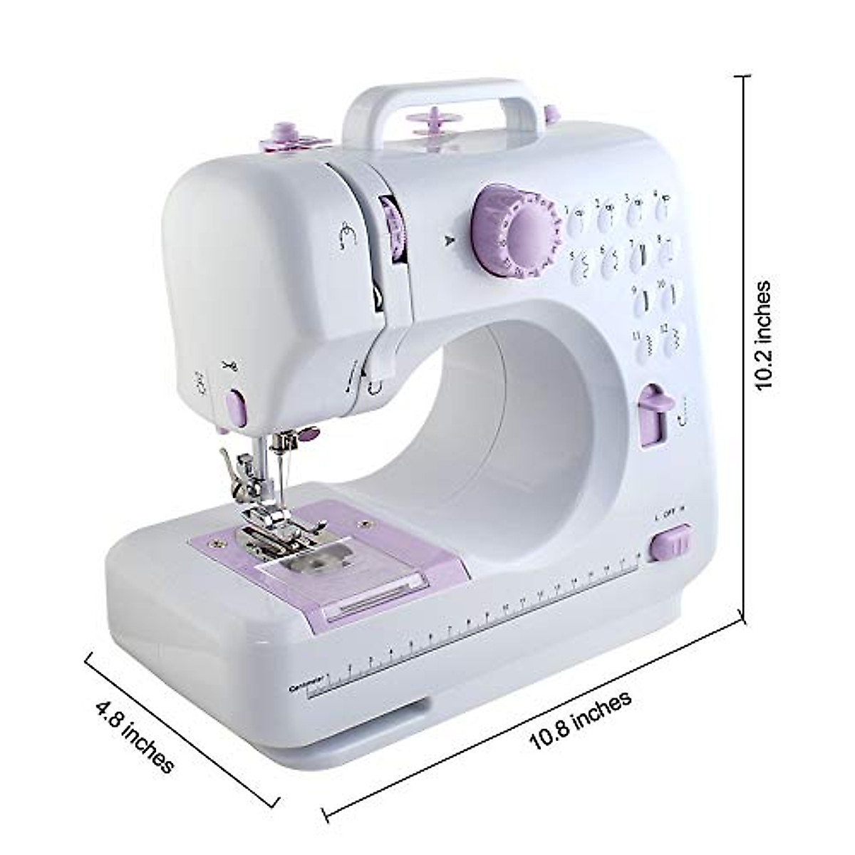 NEX Portable Sewing Machine Double Speeds for Beginner, Kids Sewing Machine with Reverse Sewing and 12 Built-In Stitches, Light Purple