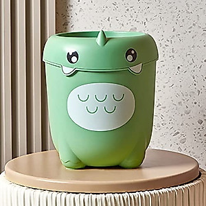 Milisten Kids Trash Can Cartoon Dinosaur Trash Can Decorative Wastebasket Animal Garbage Container Bin Storage Bucket for Child Bedroom Kid Room Bathroom Kitchen Dino Party Green