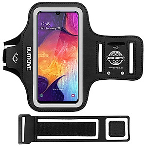 Galaxy A54, A14, A13, A12 Armband, BUMOVE Gym Running Workouts Sports Phone Arm Band for Samsung Galaxy A53 A32 A14 A13 A12 A03s with Card Holder (Black)