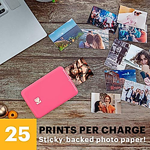 KODAK Step Instant Color Photo Printer with Bluetooth/NFC, Zink Technology & KODAK App for iOS & Android (Pink) Prints 2x3” Sticky-Back Photos.