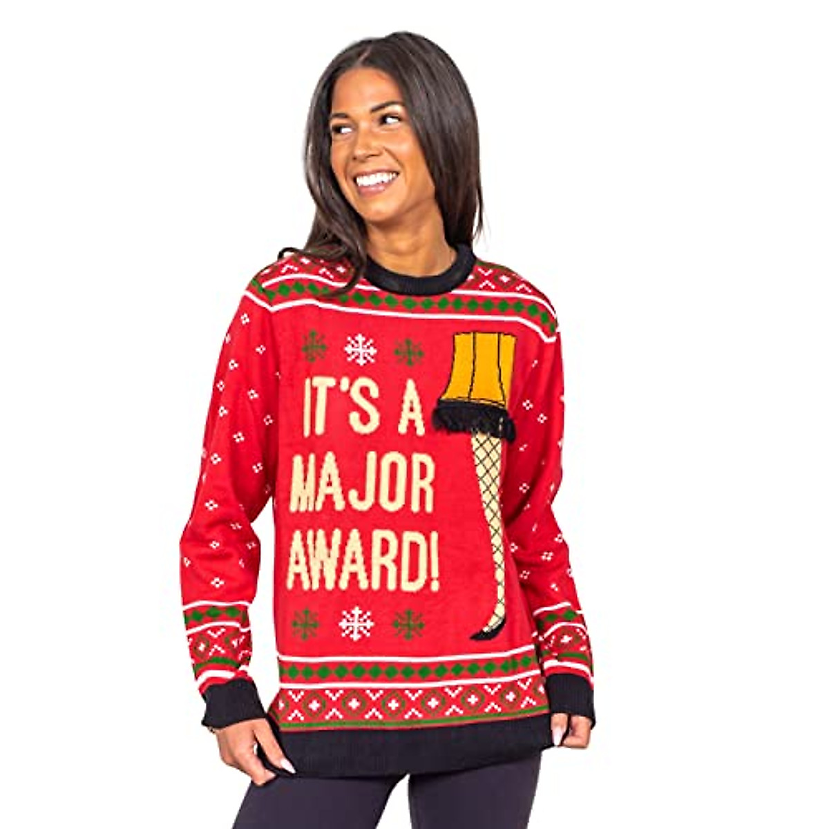 Costume Agent Adult Unisex Cotton It's A Major Award Leg Lamp Movie Ugly Christmas Sweater (S-4XL) Multicolored